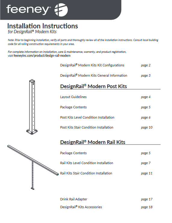 Modern DesignRail Kits by Feeney – Deck & Rail Supply
